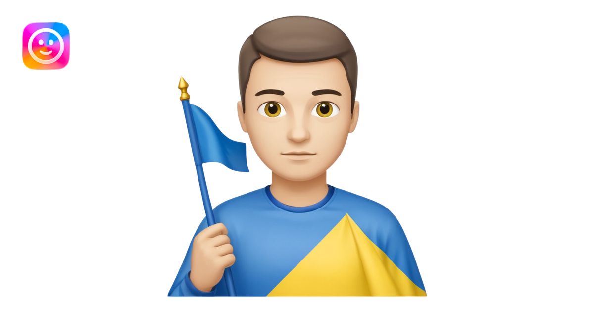 photorealistic Ukrainian man with the flag of Ukraine emoji | AI Emoji ...