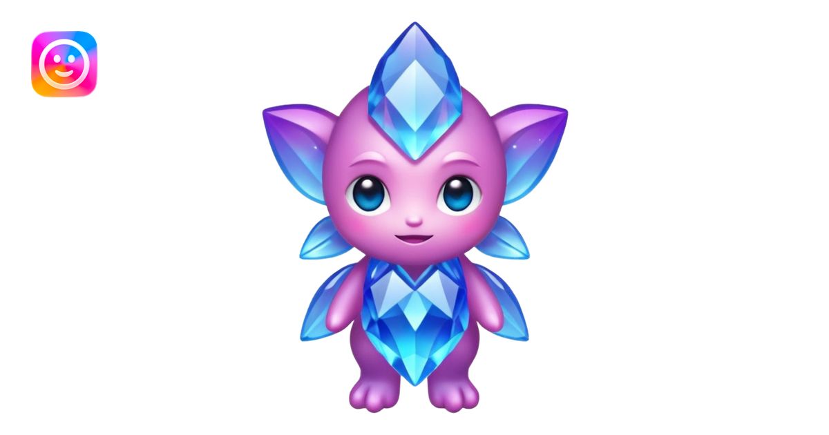 kawaii chibi style crystal sprite creature that is purple, blue, and ...
