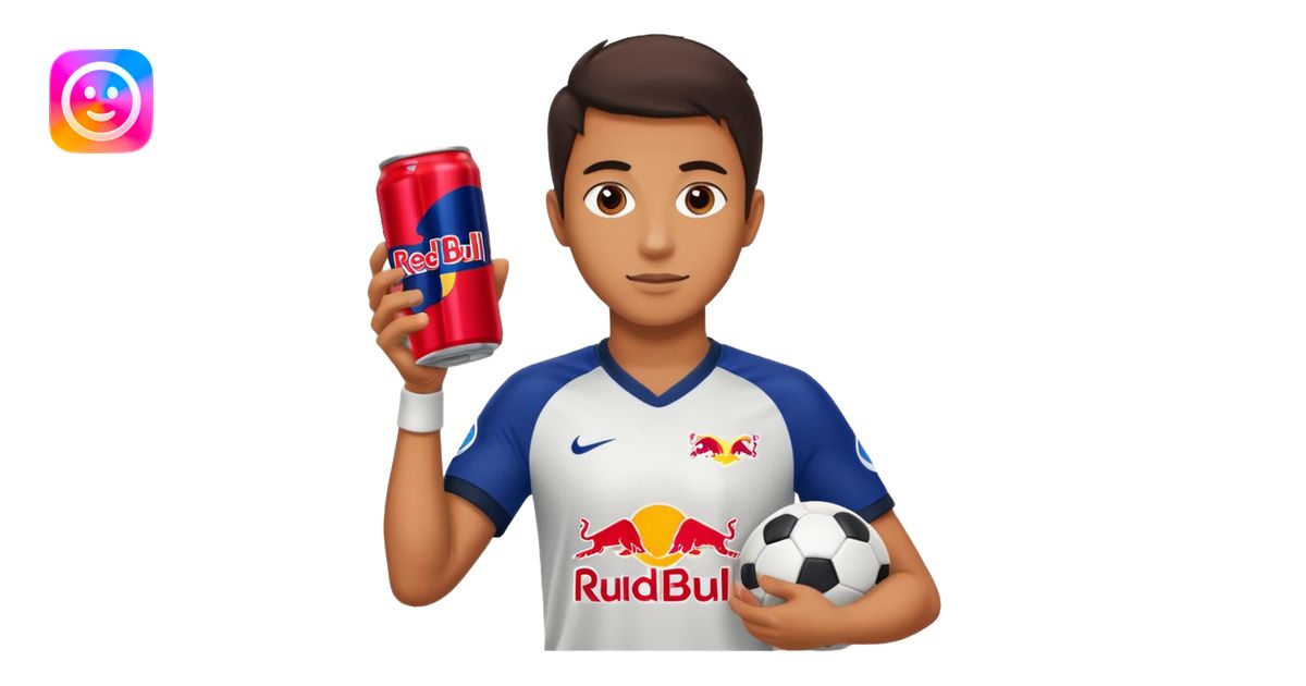 Red bull energy drink imogi for soccer players emoji | AI Emoji Generator