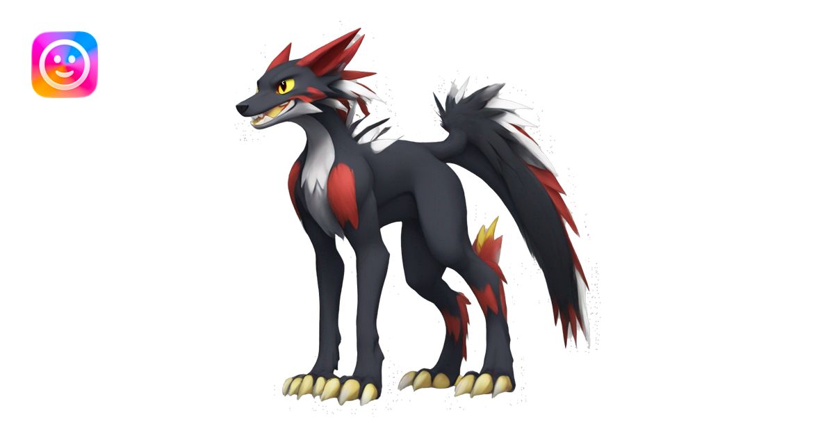 Anthro Cute cool black red white yellow nargacuga-sergal animal hybrid ...