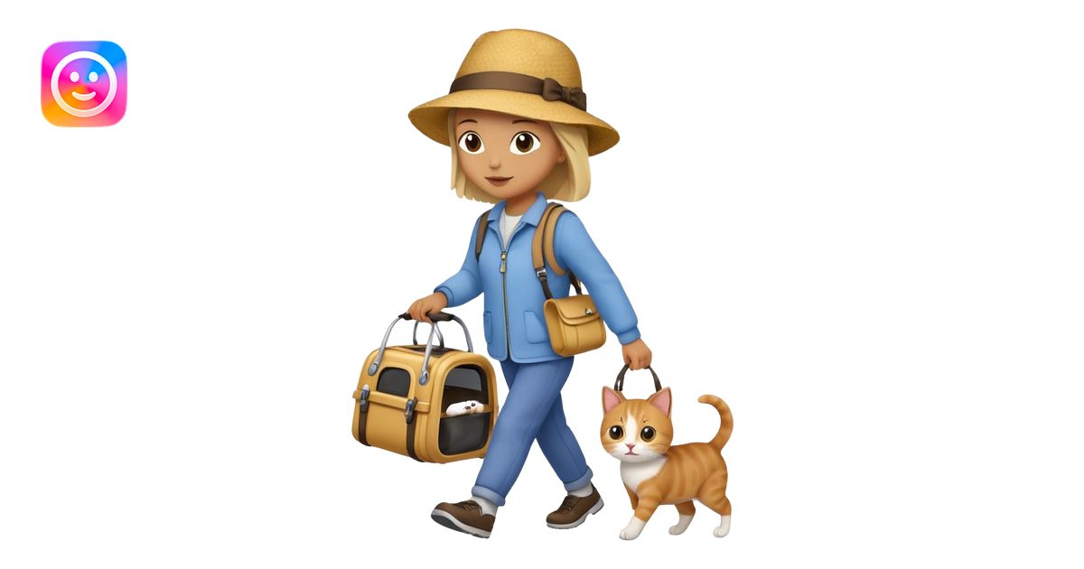 Walker with cat in carrier, Pet Walkers. emoji | AI Emoji Generator
