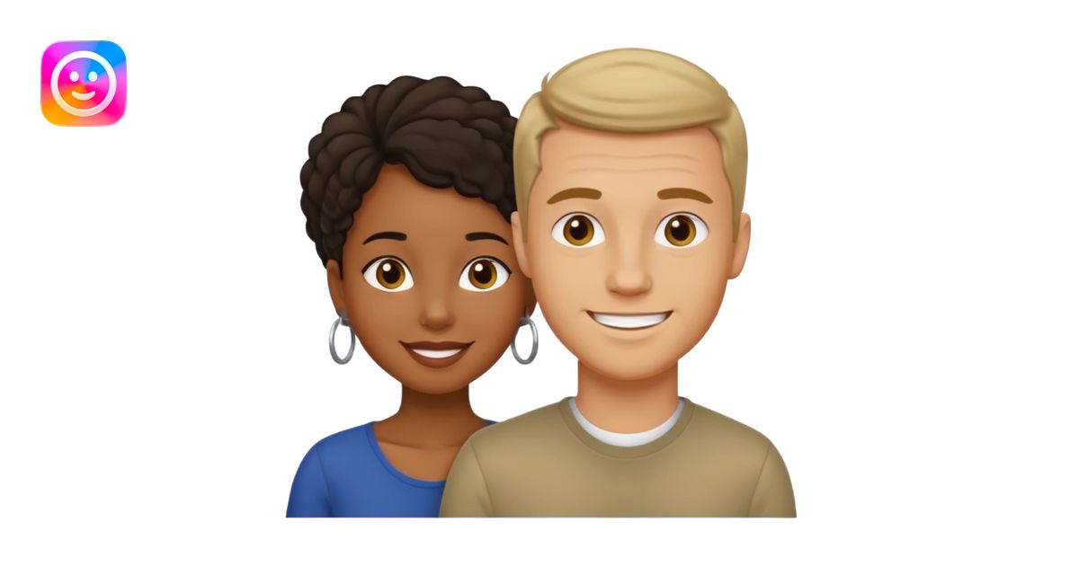 mixte couple black girl , white italian style man emoji | AI Emoji ...