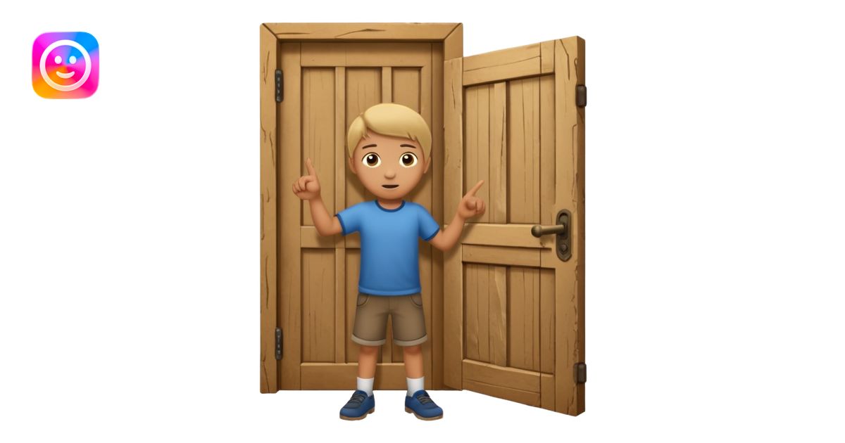 Boy pointing at door get out emoji | AI Emoji Generator