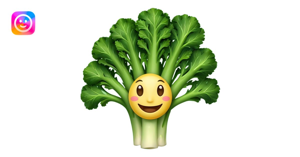 broccolini with a happy face emoji | AI Emoji Generator
