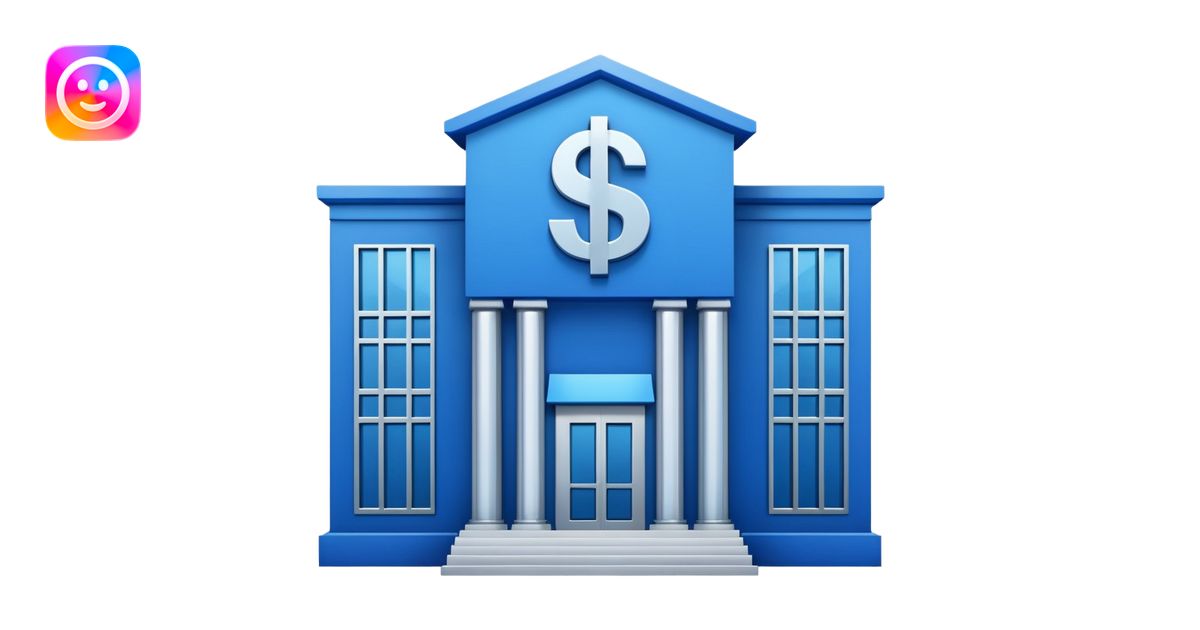 blue bank building with the $ symbol emoji | AI Emoji Generator