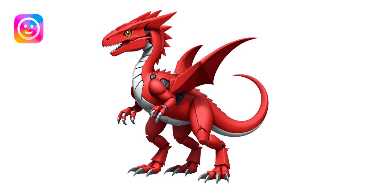 Cool Edgy Red Digimon-Fakemon-Guilmon-Velociraptor-Dragon-Mecha full ...