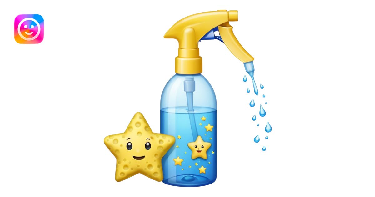 CLEANING_PRODUCTS A cleaning set: a spray bottle with a sparkling star ...