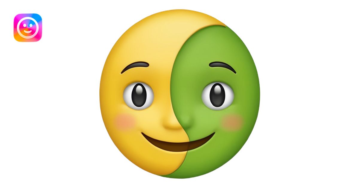 Create me a half yellow and half green emoji emoji | AI Emoji Generator