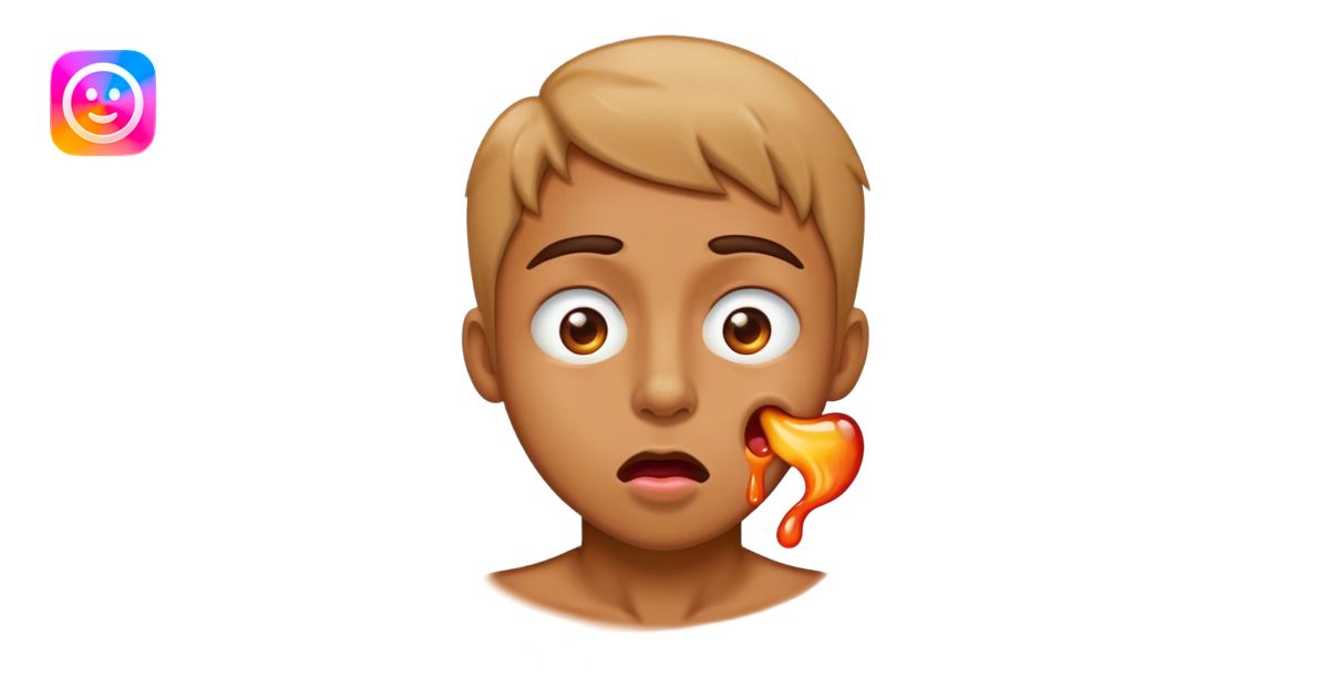 Heat eye face with drooling on side of the mouth emoji | AI Emoji Generator