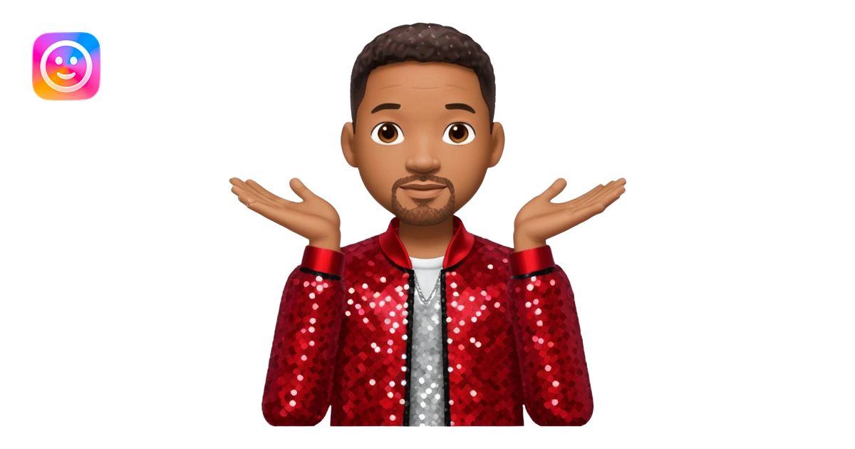Will Smith with dark brown hair, red sequin outfit emoji | AI Emoji ...