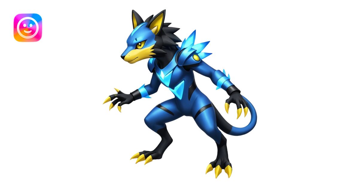 Modern Cyber Luxray-Zeraora-Fakémon-creature, full body emoji | AI ...