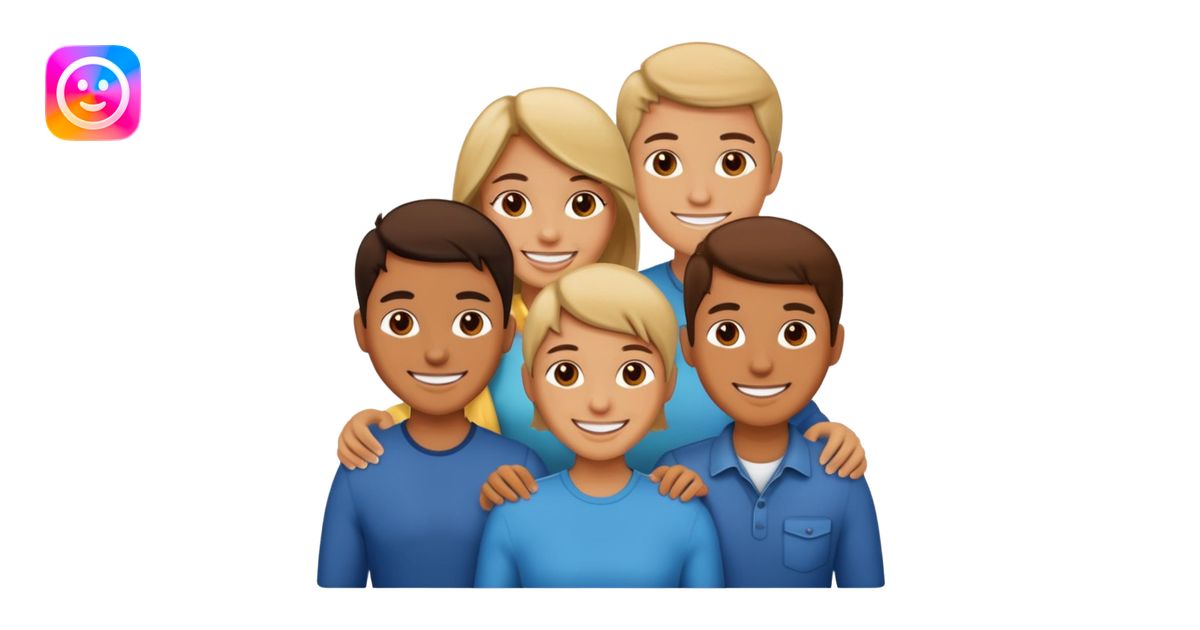 family of 5 members excited emoji | AI Emoji Generator
