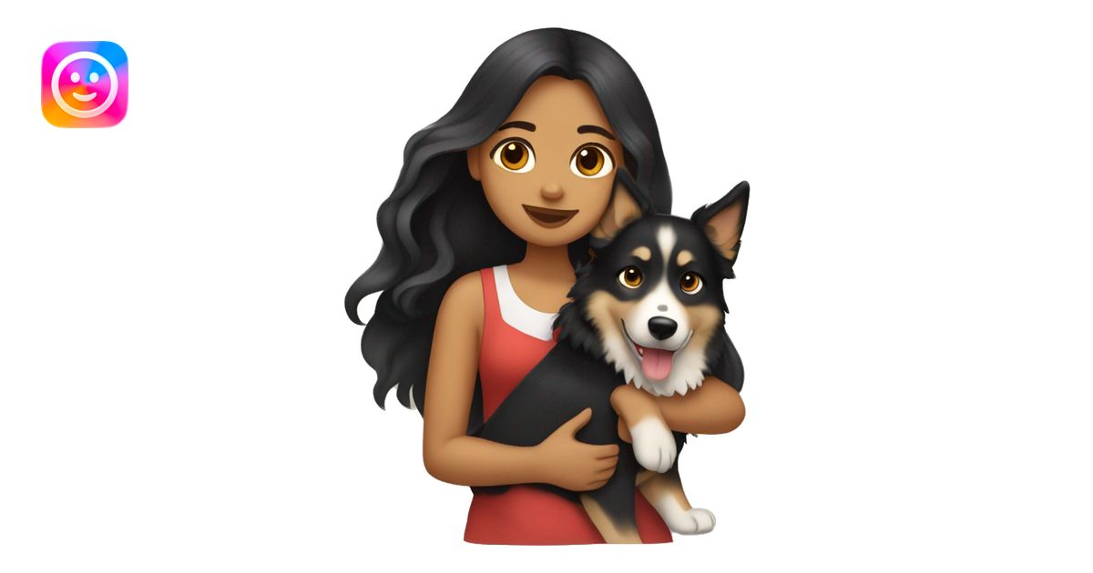 tan girl with long wavy black hair, hugging a german shepard/husky mix ...