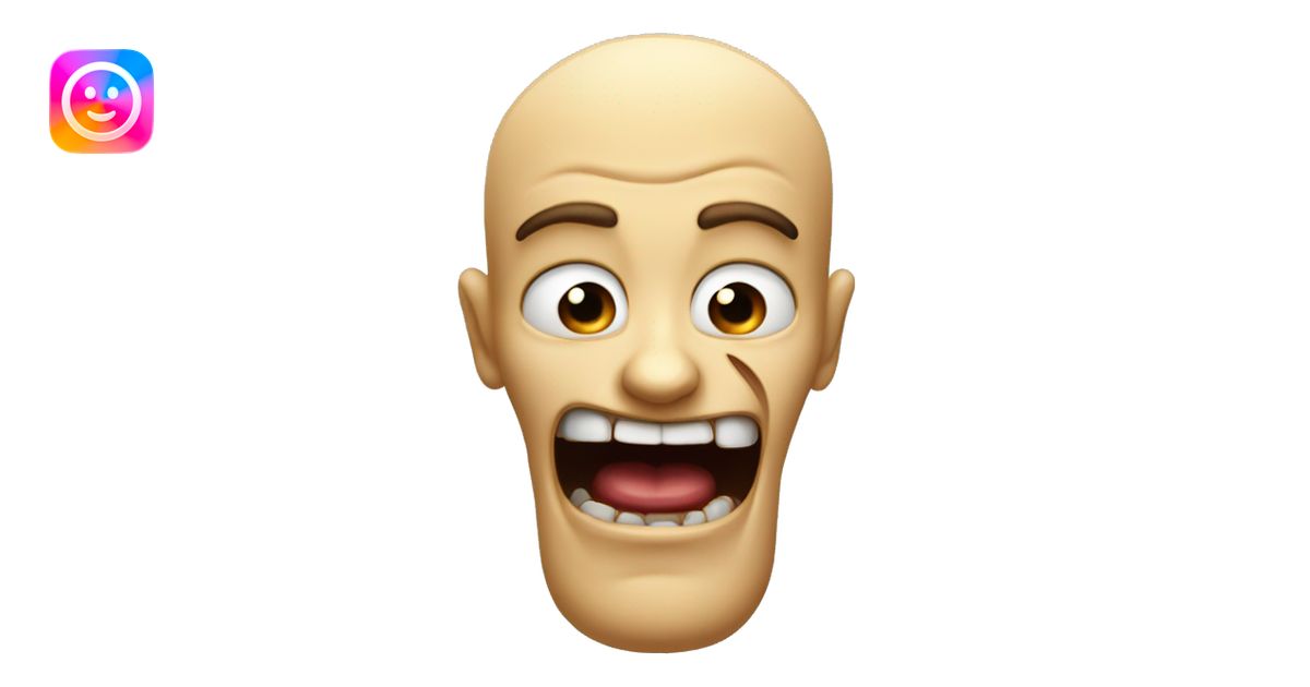 a normal emoji with a scary face his lips stretching far apart without ...