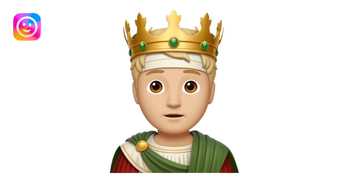 Julius Caesar as an emoji with laurel crown, white toga, classic Roman ...