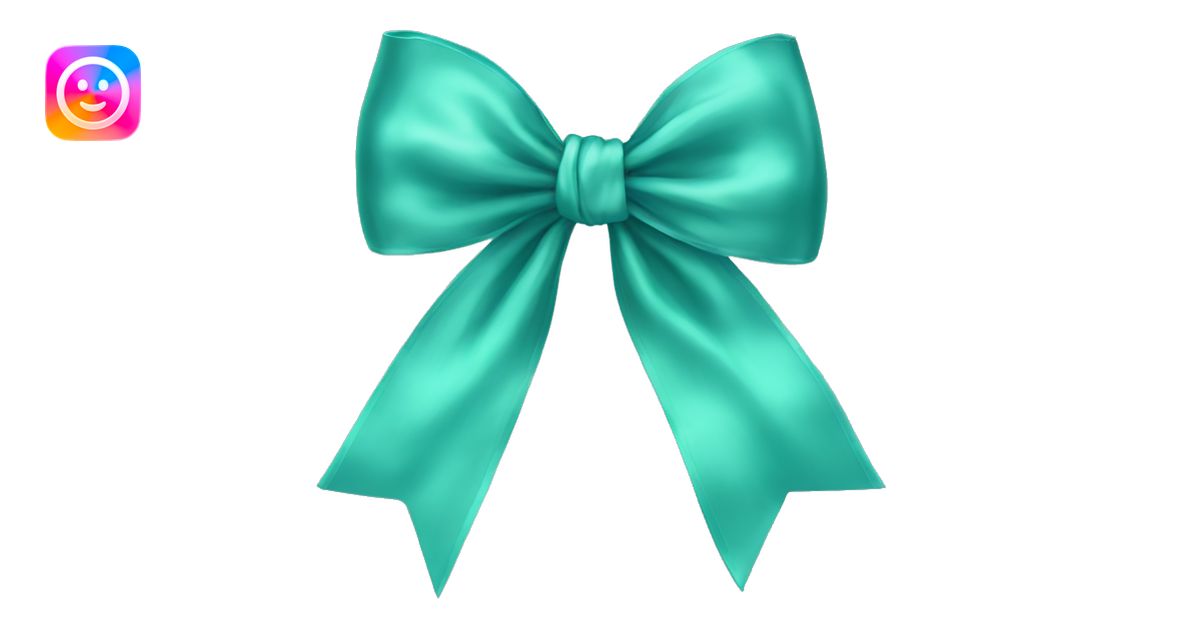Realistic light teal silk bow emoji | AI Emoji Generator