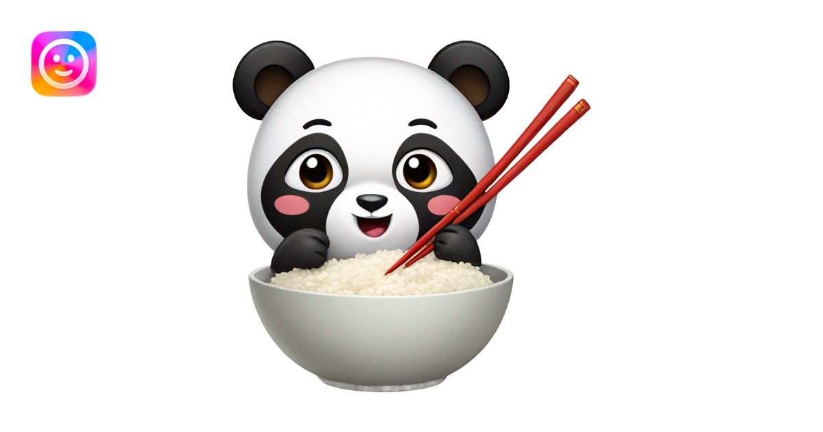 panda eating rice with chopsticks emoji | AI Emoji Generator