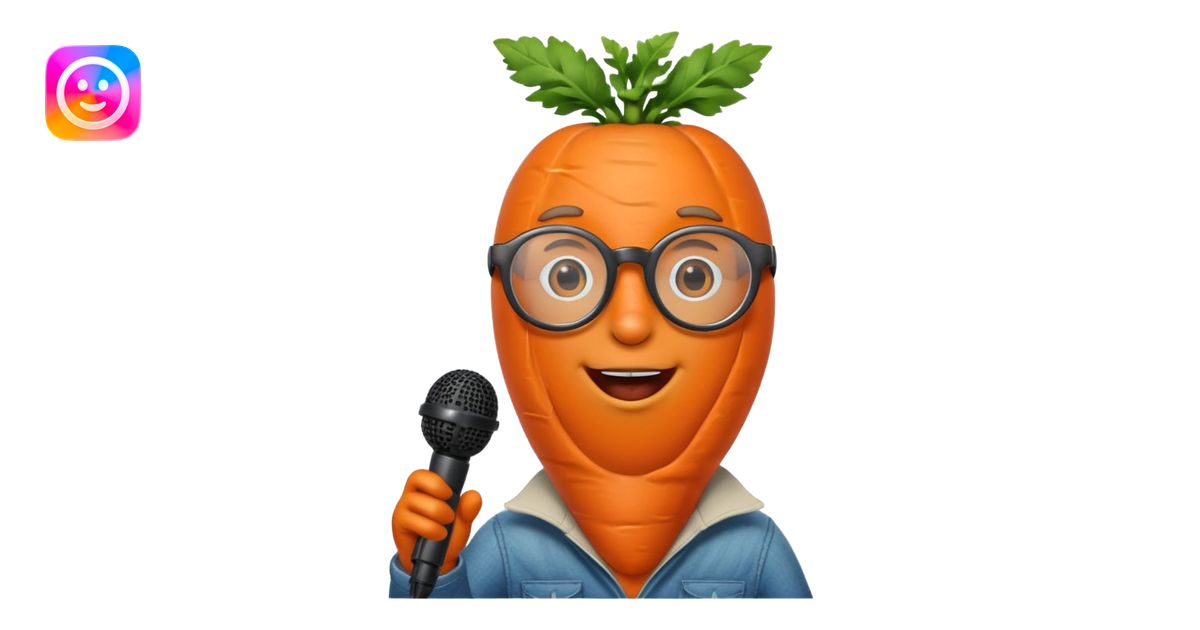 singing carrot wearing glasses with microphone emoji | AI Emoji Generator