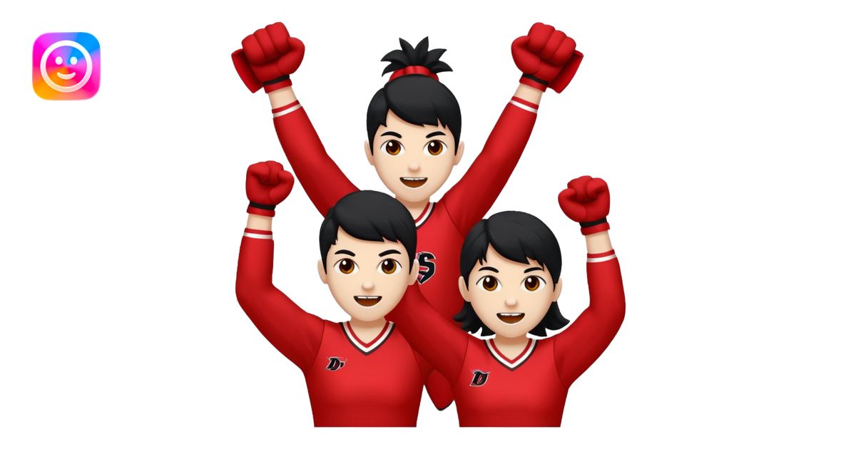 Black and red cheer Derry demons emoji | AI Emoji Generator
