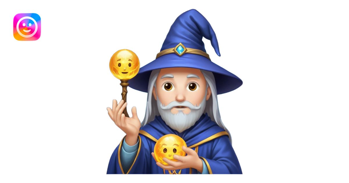 wizard holding a sphere emoji | AI Emoji Generator