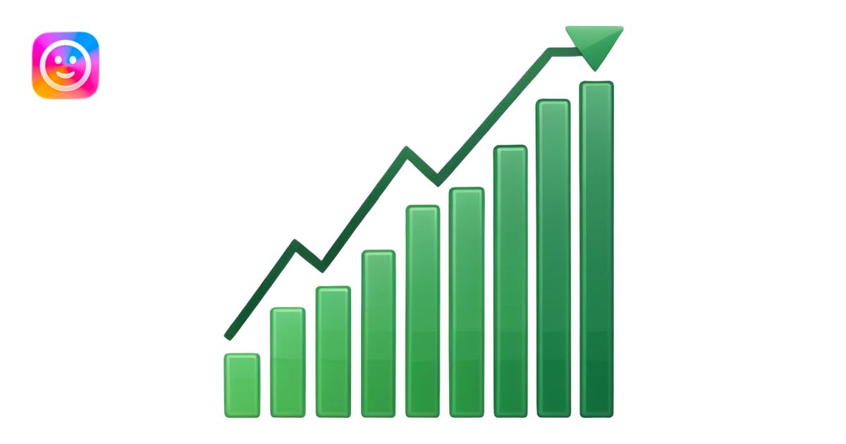 graph with line going up and the line being green emoji | AI Emoji ...