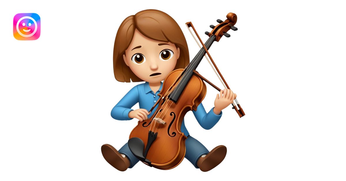 Violin with arms, legs, sad face and crying tears emoji | AI Emoji ...