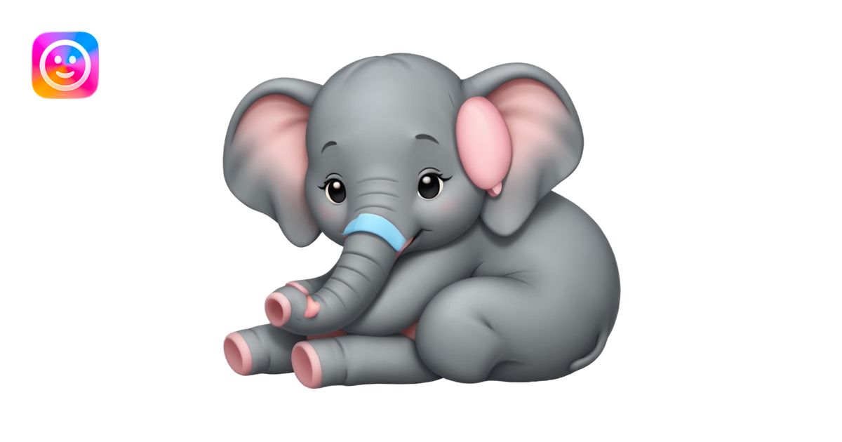 cute elephant sleeping. cartoon. resolutiom 48x48 emoji | AI Emoji ...