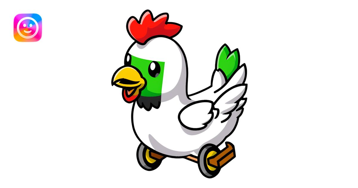 Minecraft creeper riding a chicken image | AI Emoji Generator