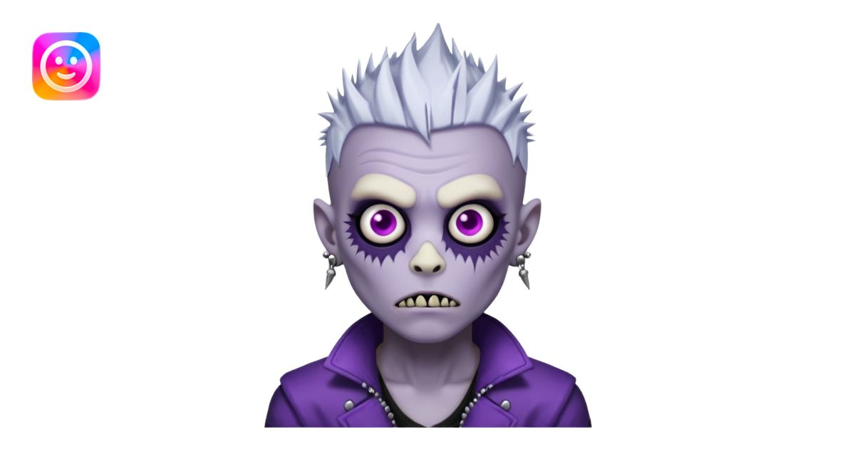 Purple pale skinned zombie boy skin so with white spiky hair. Nose and ...