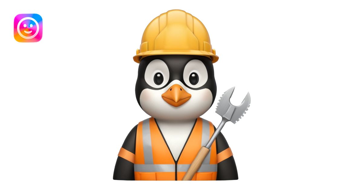 Penguin Construction Worker with saw emoji | AI Emoji Generator
