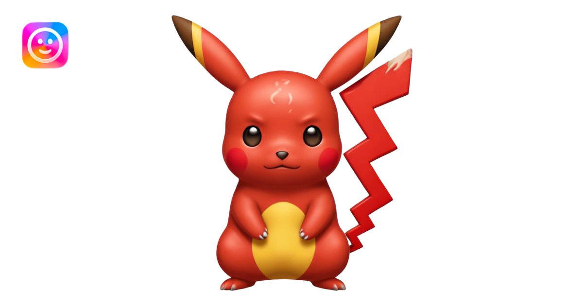Un Pikachu rouge qui et triste avec des éclairs en fond et il a fait ...