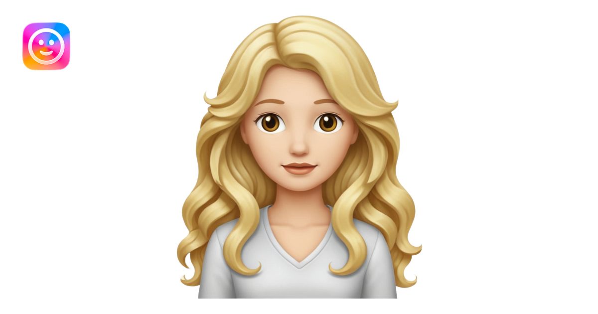White female with long blonde wavy hair emoji | AI Emoji Generator