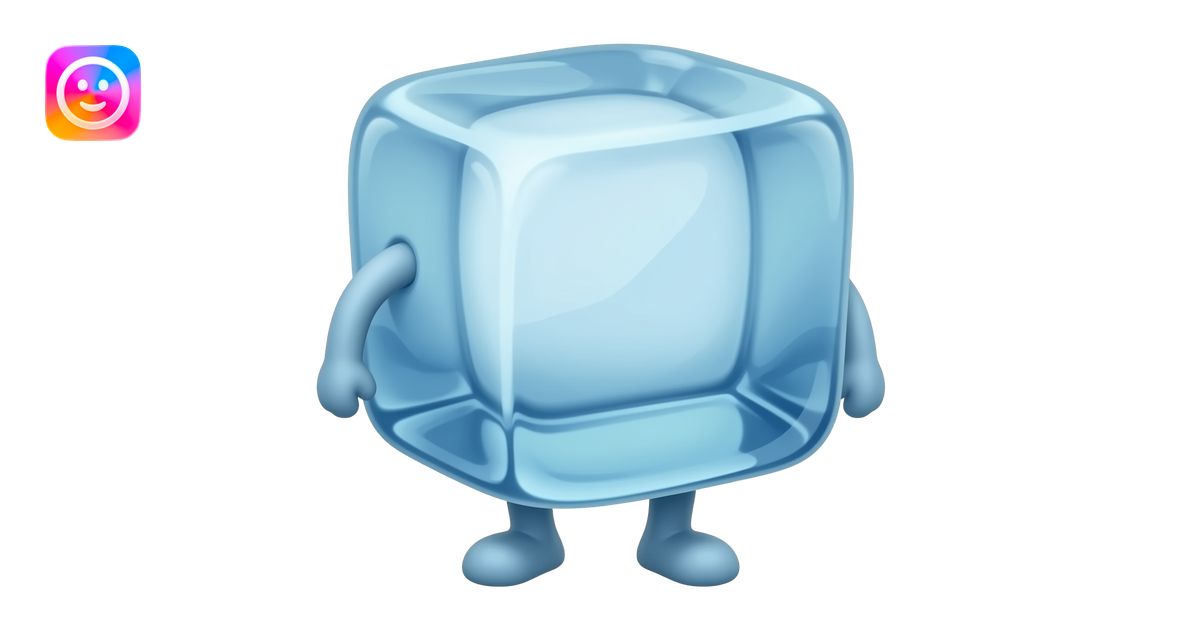 A ice cube with legs without arms emoji | AI Emoji Generator