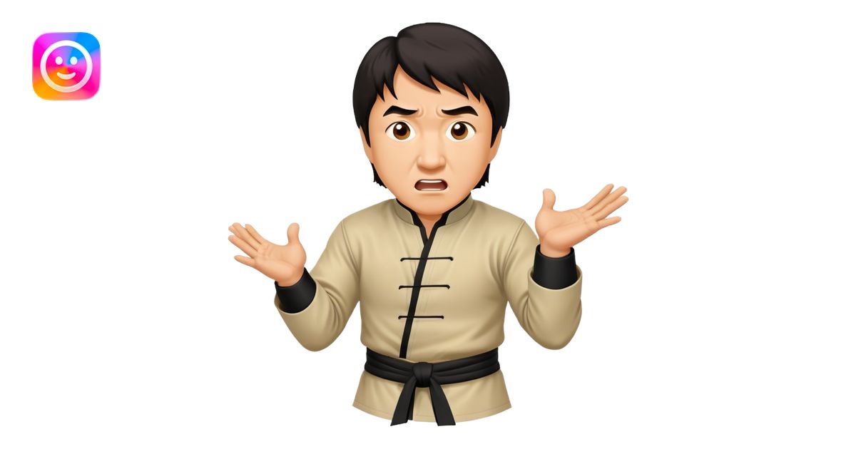 Jackie Chan in kung fu pose with his classic surprised expression ...