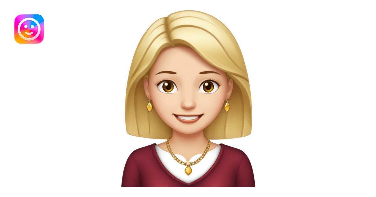 Female with Gold Necklace, fair skin, different expressions emoji | AI ...