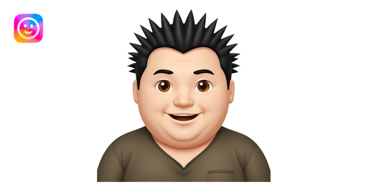 fat spiky haired happy man emoji | AI Emoji Generator