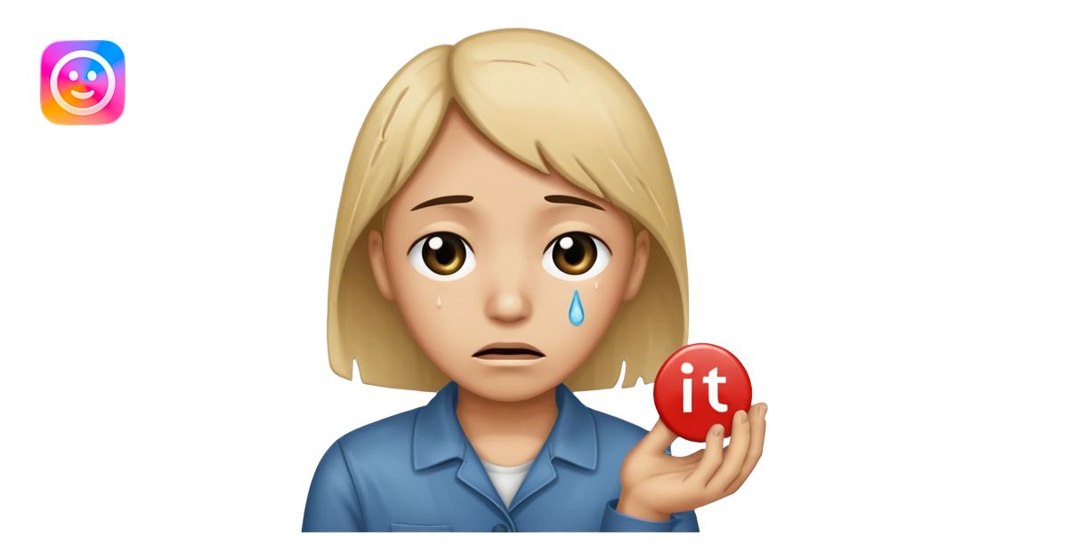 Face with tears holding a button saying its time for the world to end ...