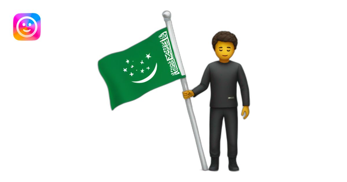A person places the Saudi flag on the moon emoji | AI Emoji Generator