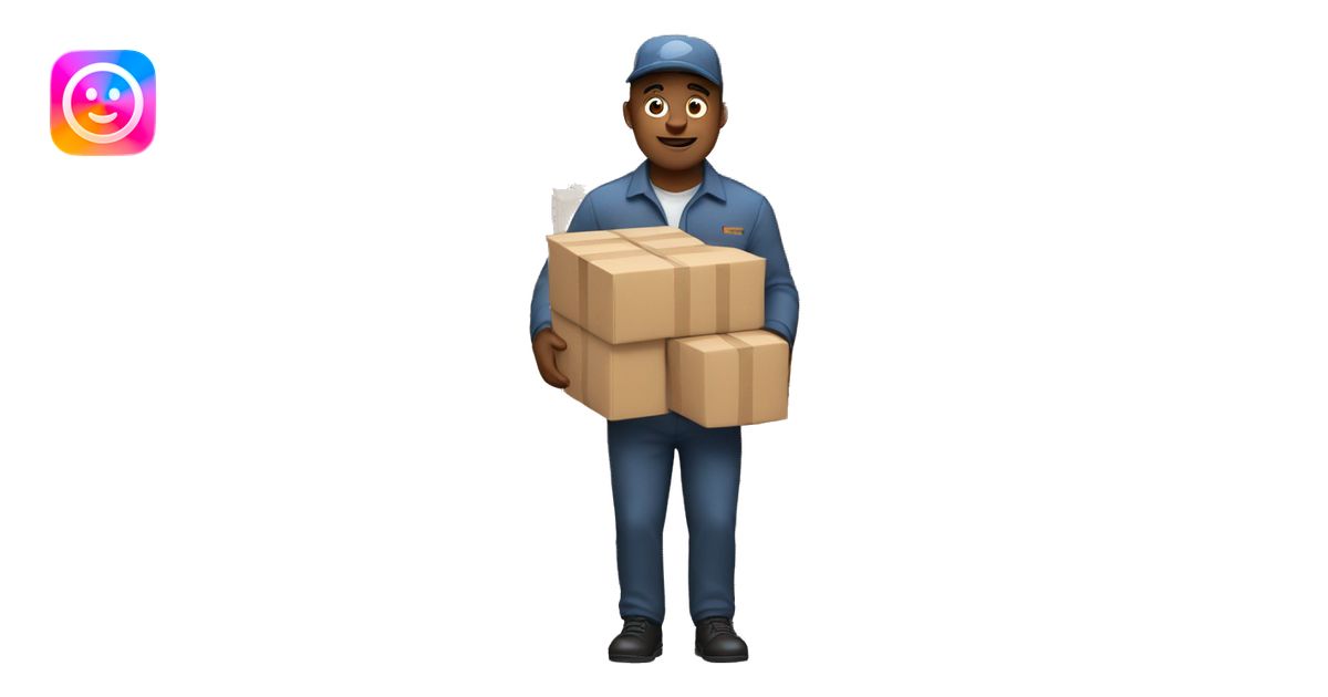 Delivery driver holding too many packages emoji | AI Emoji Generator
