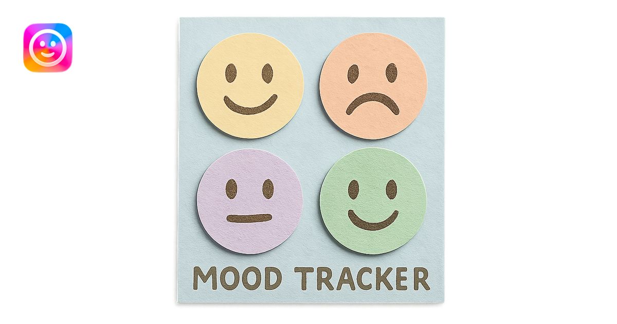 soft pastel soft mood tracker with round smiley faces illustration | AI ...