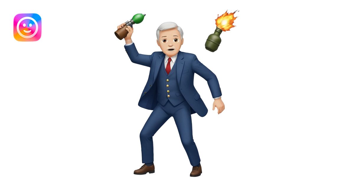 old white man in a suit throwing a grenade emoji | AI Emoji Generator