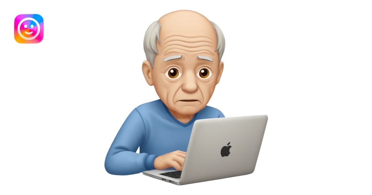 confused old man on a laptop emoji | AI Emoji Generator