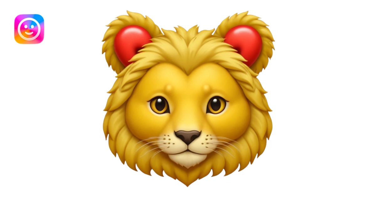 León con corazones en el ojo emoji | AI Emoji Generator