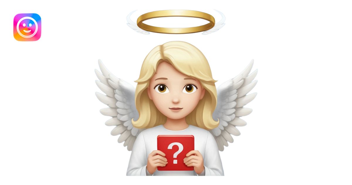 "An angel emoji with blonde hair, a halo, wings, holding a ...