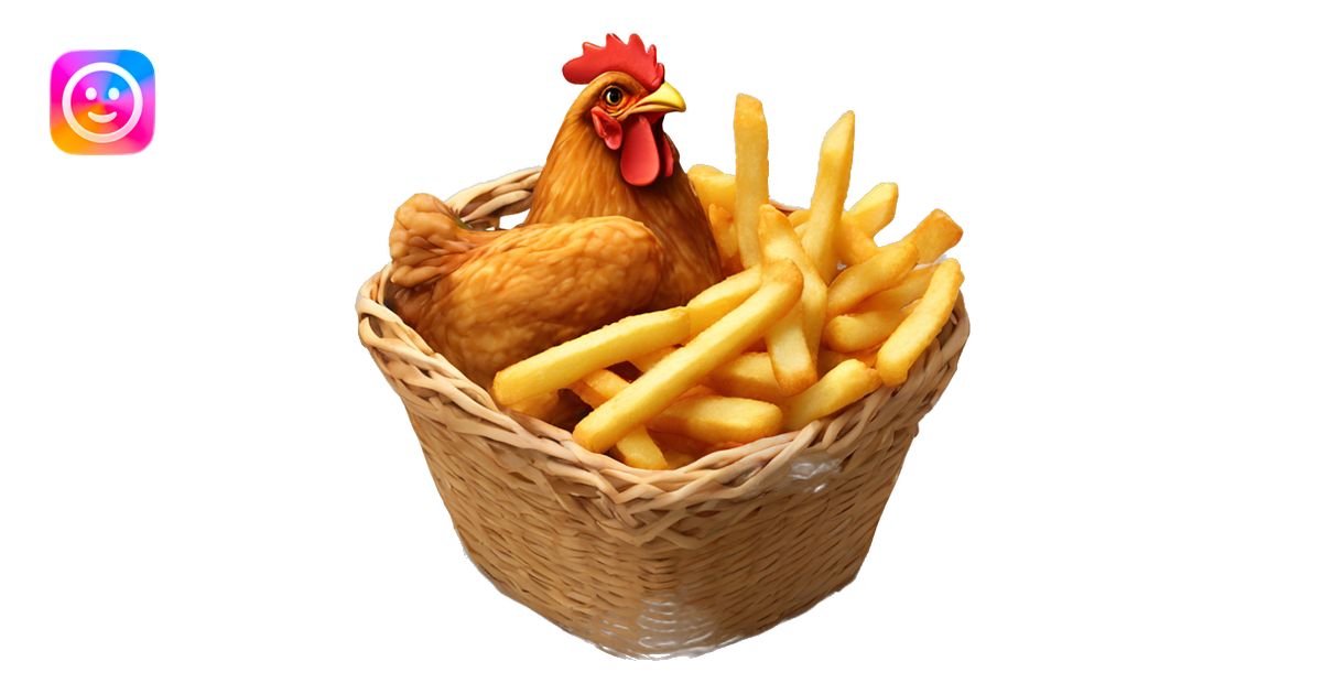 Chicken tenders and fries in a basket emoji | AI Emoji Generator