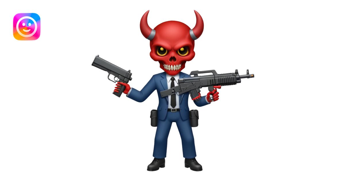 A Demon from hell that is dressed like a fbi agent with a machine gun ...