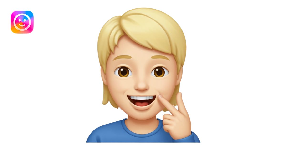 A smiling face with open mouth and taking is finger inside mouth emoji ...