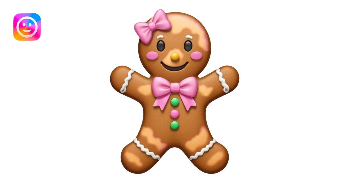 Make a gingerbread wear a pink bow emoji | AI Emoji Generator
