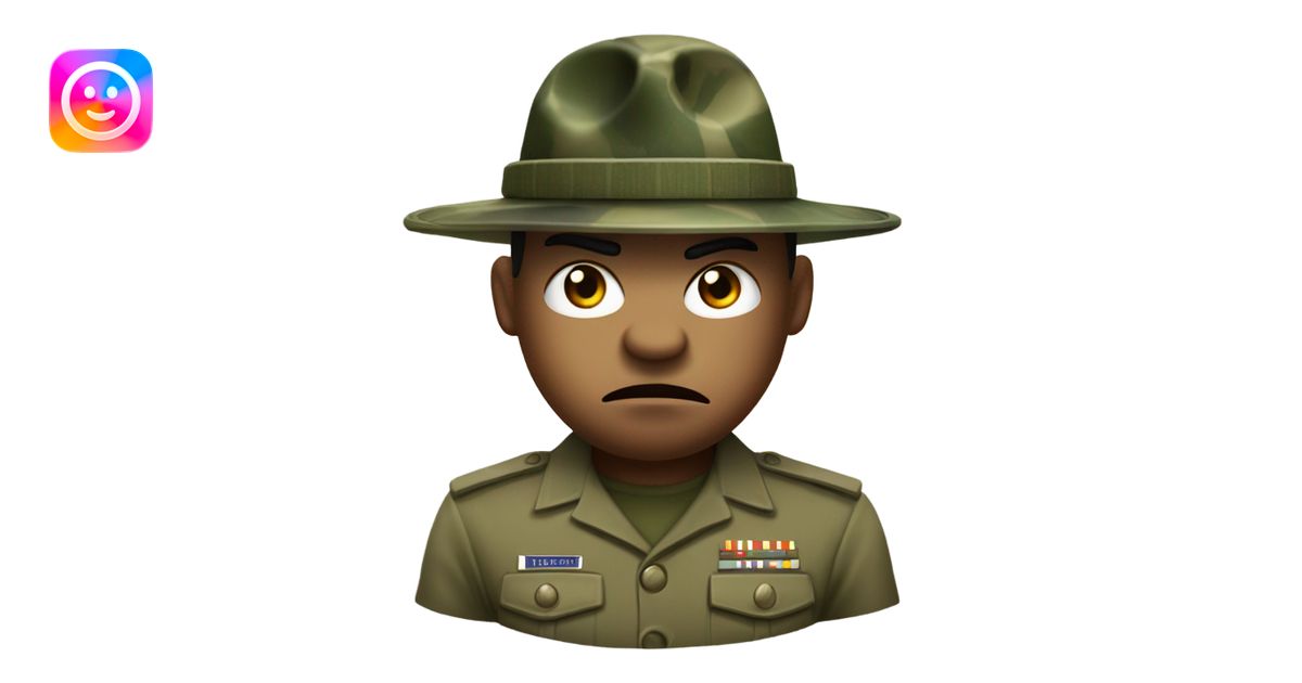 drill sergeant character wearing a classic sergeant hat and a ...