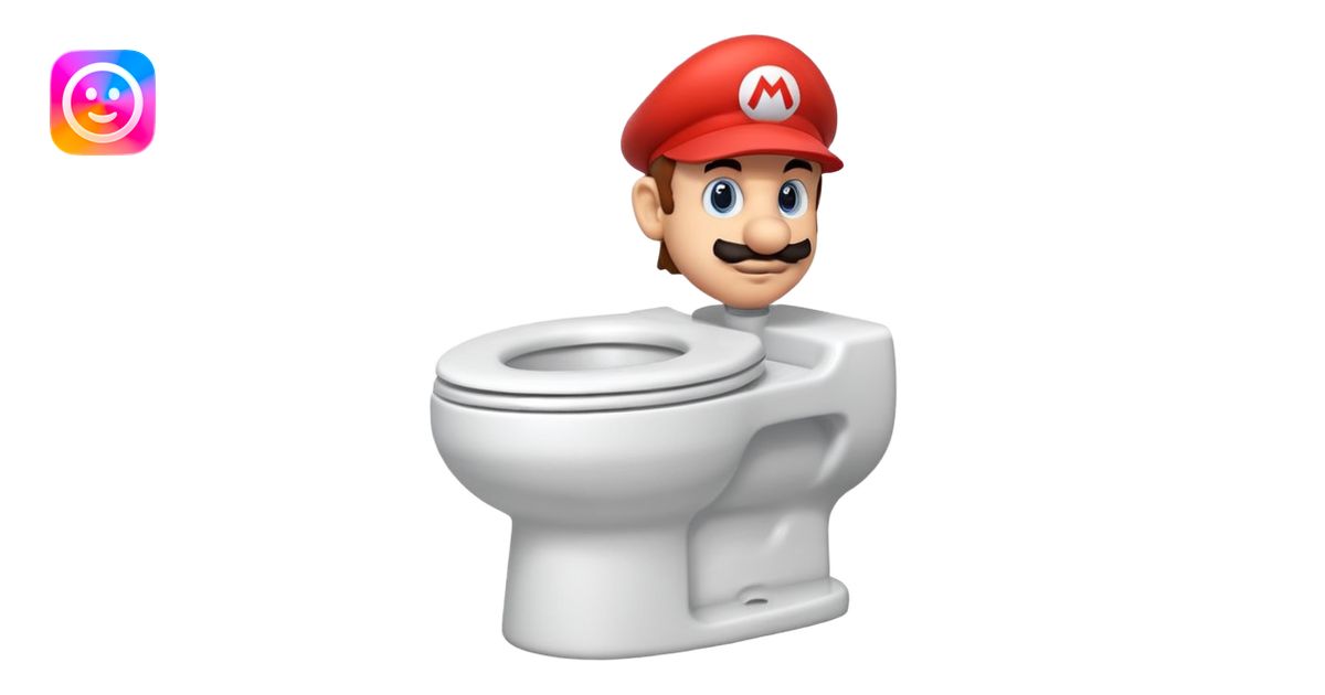 Mario's neck and head sticking out of a white toilet emoji | AI Emoji ...